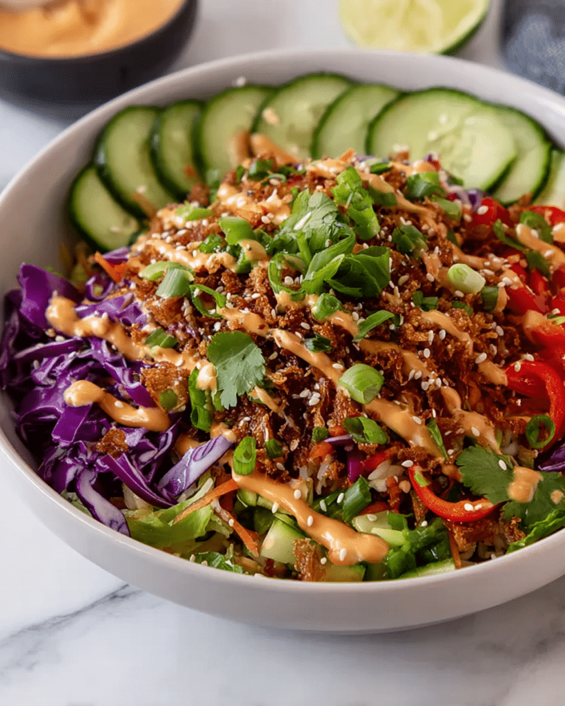 Rice Salad with Peanut Sesame Dressing: Flavorful & Healthy